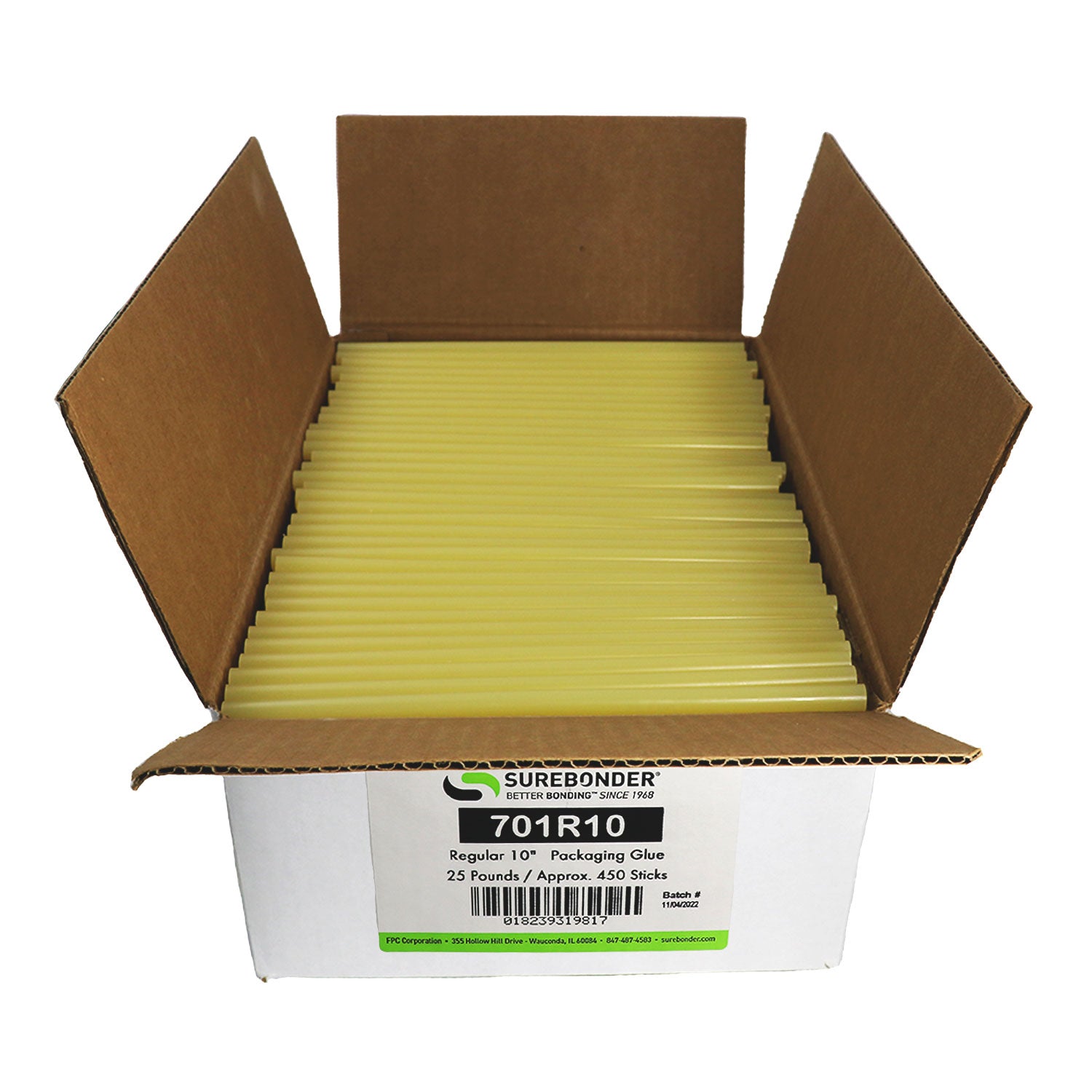 701R10 Fast Set Packaging Hot Melt Glue Sticks 7/16" x 10" | 25 lb Box ...