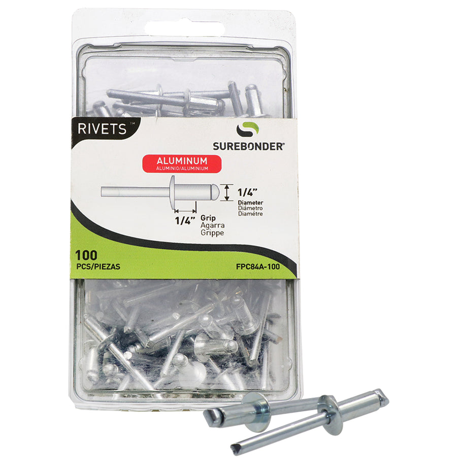 1/4" Dia x 1/4" Grip Aluminum Blind Rivets 100 Count | Surebonder