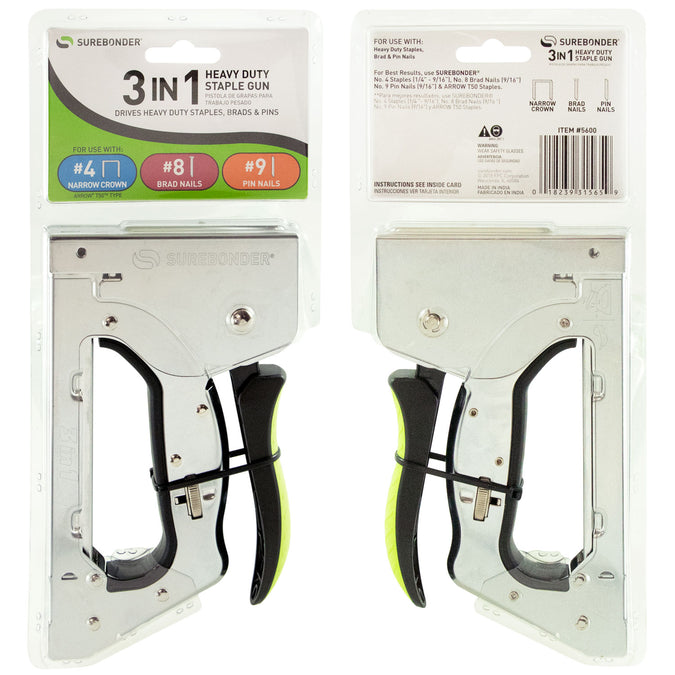 3-in-1 Heavy Duty Staple Gun – Staples, Brad Nails & Pin Nails – Surebonder
