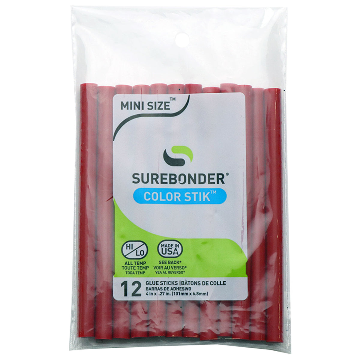 Color Stik 4" Mini Size Red Hot Glue Sticks - 12 Pack – Surebonder